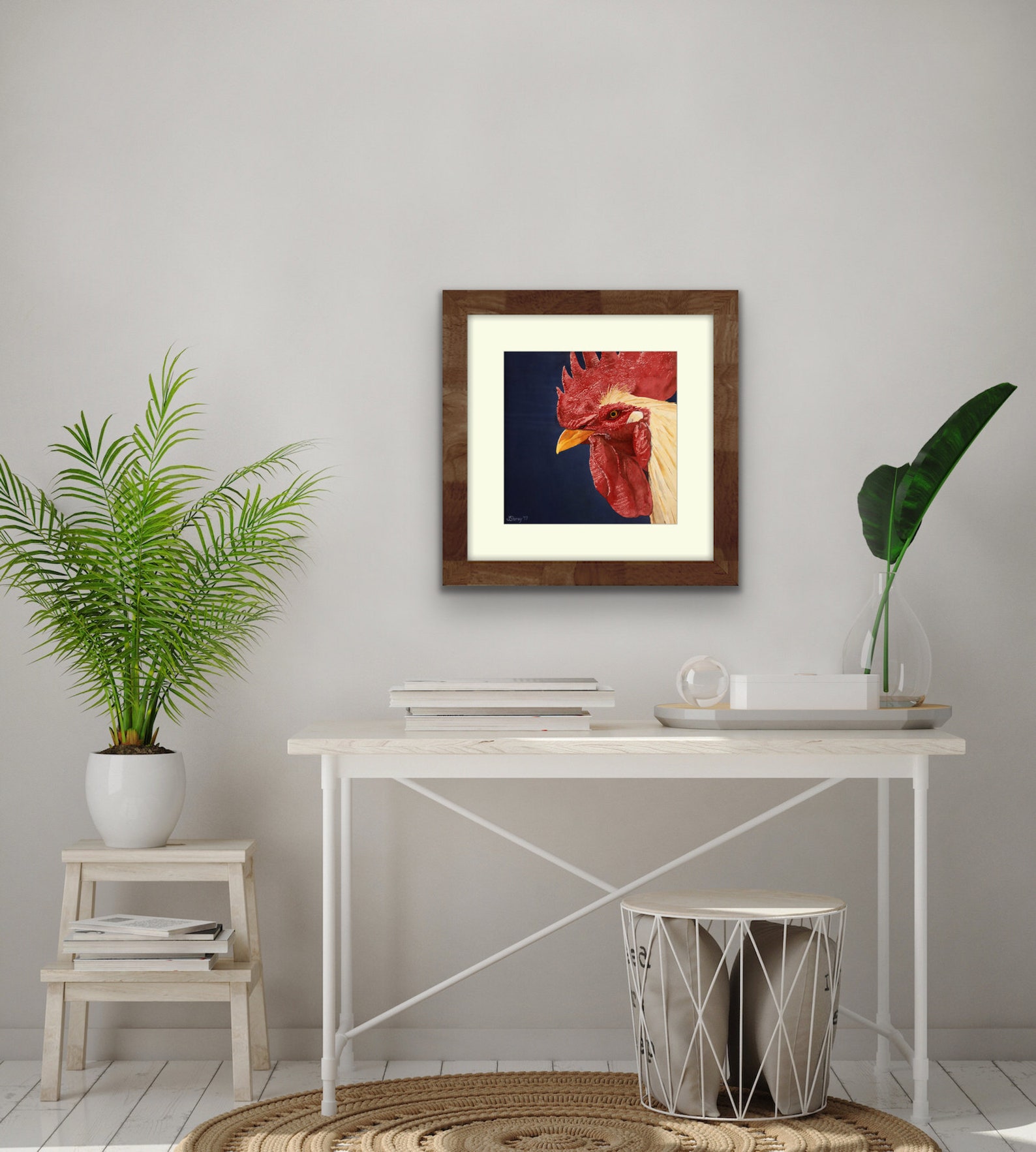 Coxcomb: Original Watercolor Reproduction, Limited Edition, Rooster ...