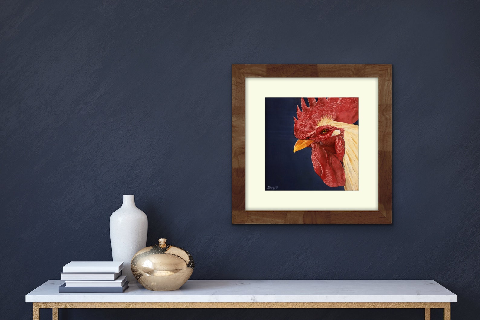 Coxcomb: Original Watercolor Reproduction, Limited Edition, Rooster ...