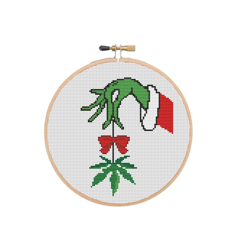 Grinch and Cannabis - Funny Christmas Cross Stitch Pattern - Etsy