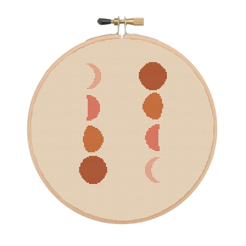 Lunar Cycle Cross Stitch Pattern Minimal Moon Phases Chart | Etsy