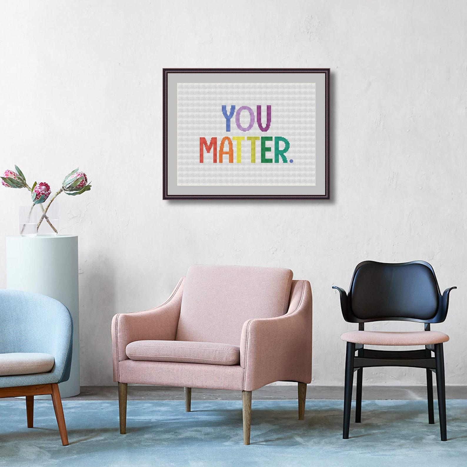 You Matter Cross Stitch Classroom Poster Self Esteem Poster - Etsy