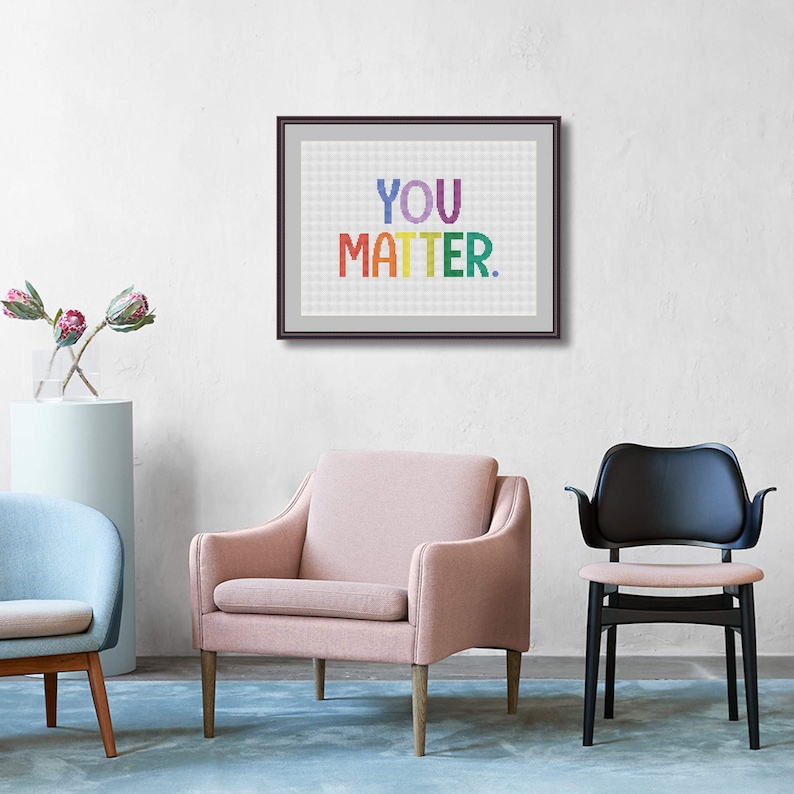 You Matter Cross Stitch Classroom Poster, Self Esteem Poster Cross ...