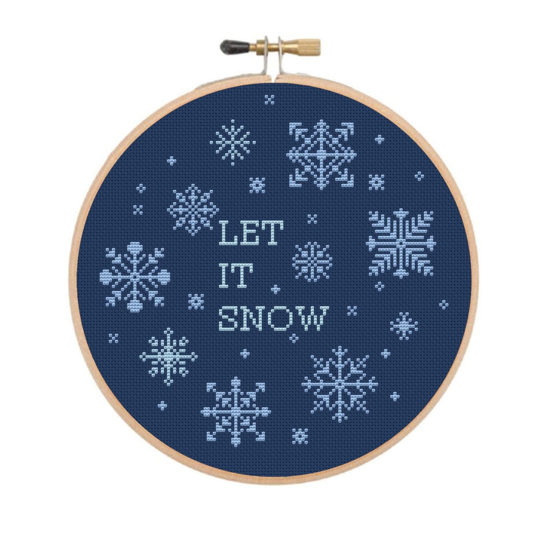 Let It Snow Cross Stitch Pattern, Winter Snowflake Design, Cross Stitch ...