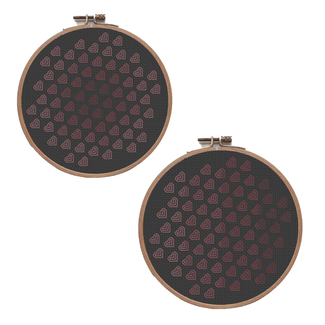 Gradient Hearts Cross Stitch Pattern, Blackwork Pattern - Etsy