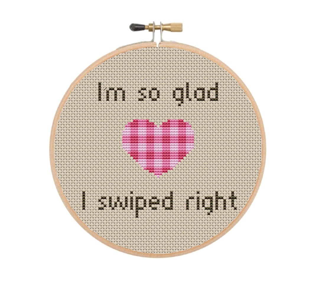 I'm so Glad I Swiped Right Cross Stitch Pattern, Romantic Cross Stitch ...