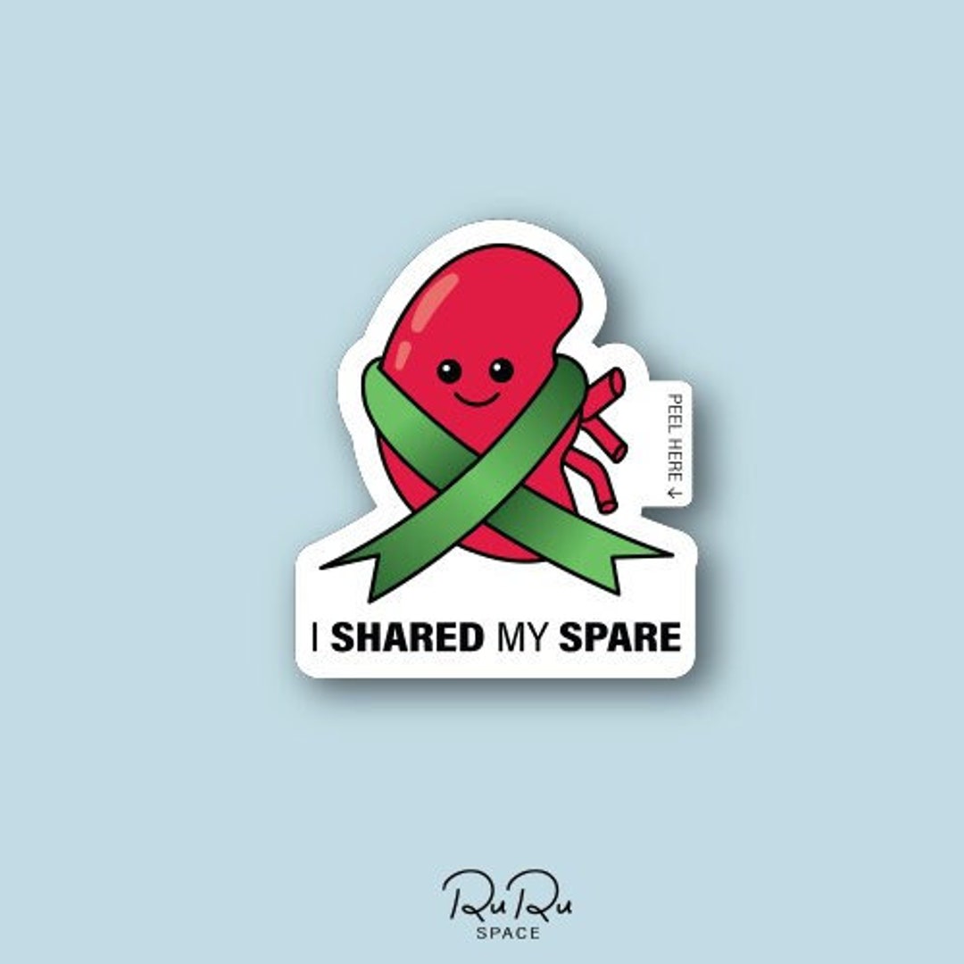 Cute Kidney Sticker/ I Shared My Spare/ Kidney Donor / Medical Sticker ...