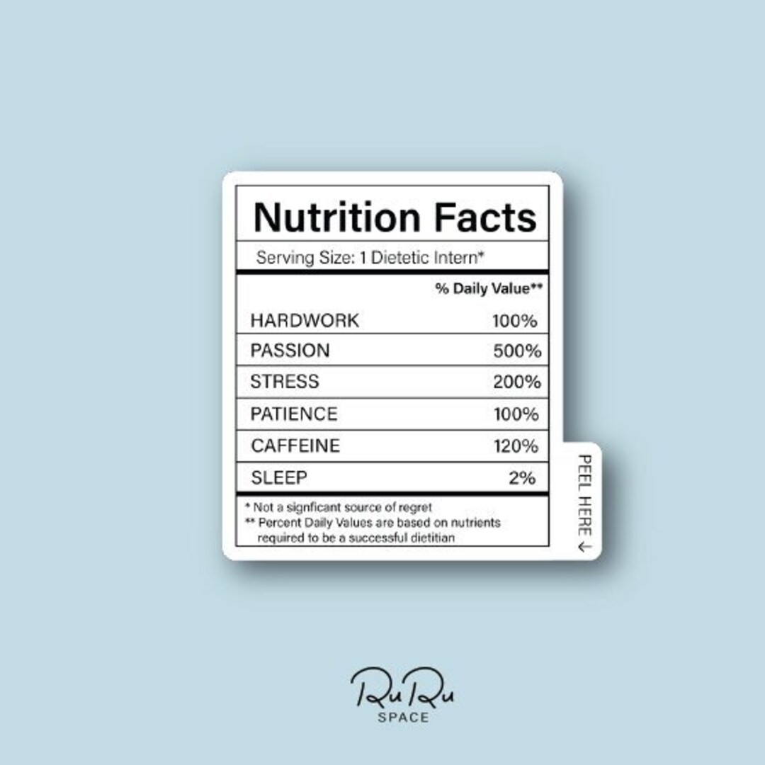 Cute Nutrition Facts Sticker/ Nutritionist /dietitian / Medical Sticker ...