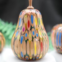 Large Pear Sculpture, Stoneware Clay, Brown White Pear Sculpture ...
