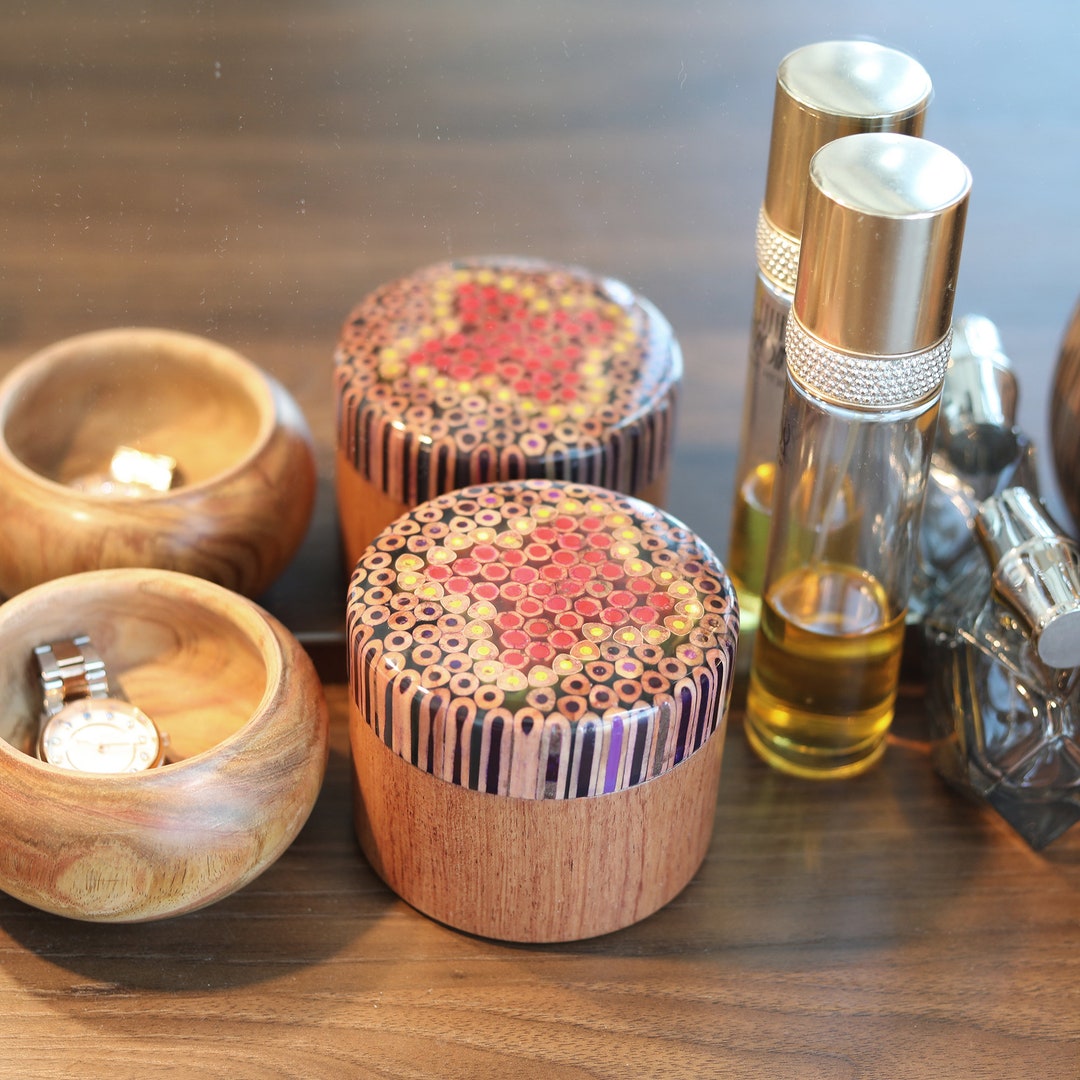 Flower-shape Jewelry Box Handmade Round Colorful Pencil Jewelry Box ...