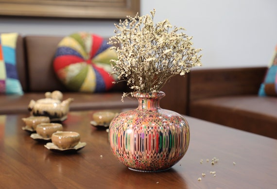 Handmade Vase Made of Color Pencils Cast in Clear Resin for Dry Flowers Summer Rain Size XL by Henry Le Design Etsy