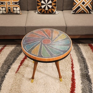 Unique Round Coffee Table Top Handmade Resin Colored Pencil Coffee ...