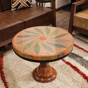 Unique Round Coffee Table Top Handmade Resin Colored Pencil Coffee ...