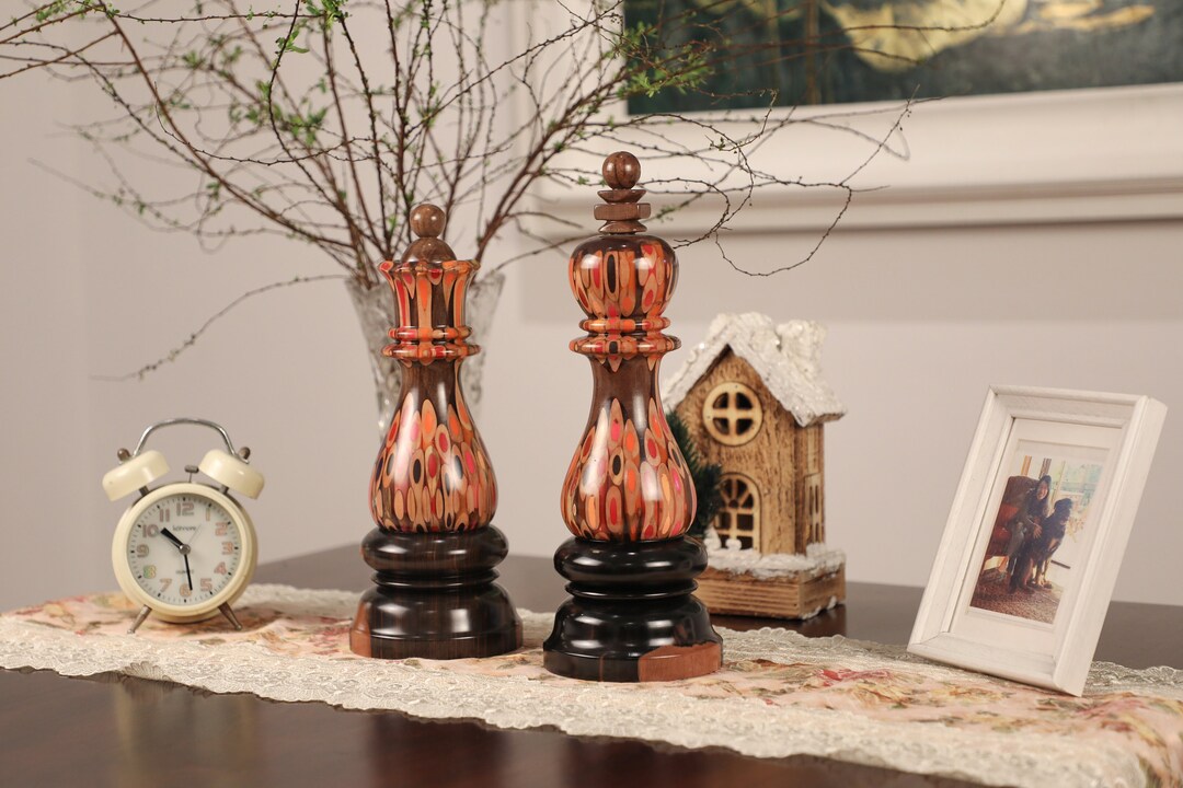Giant Colored Pencil Chess King and Queen Set, Ashwood & Padauk Wood - Etsy