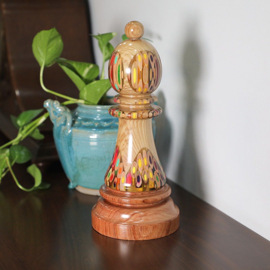 Giant Bishop Chess Piece - Unique Handmade Decor Chess Gift, Wood ...