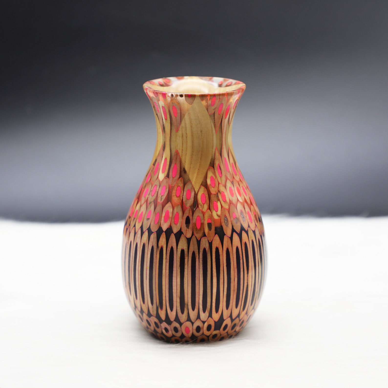 Colored Pencil Vase Wooden Stem Handmade Clear Resin Vase | Etsy