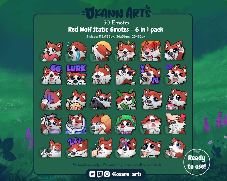 RED Wolf Emotes for Twitch, Discord and Streaming (full 30-pack) - Etsy