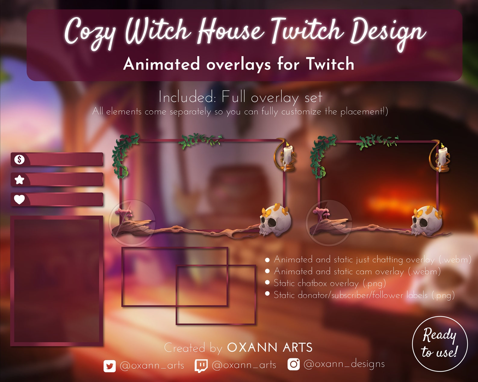 COZY WITCH HOUSE - Animated Webm Overlay for Streaming Scenes: Twitch ...