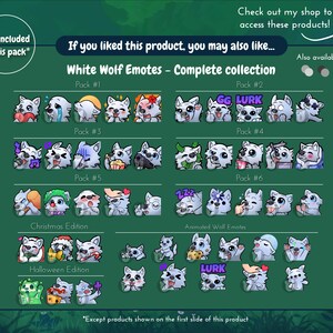 5x WHITE Wolf Emotes Pack for Twitch - Cute Baby Wolf - Kawaii Wolf or ...