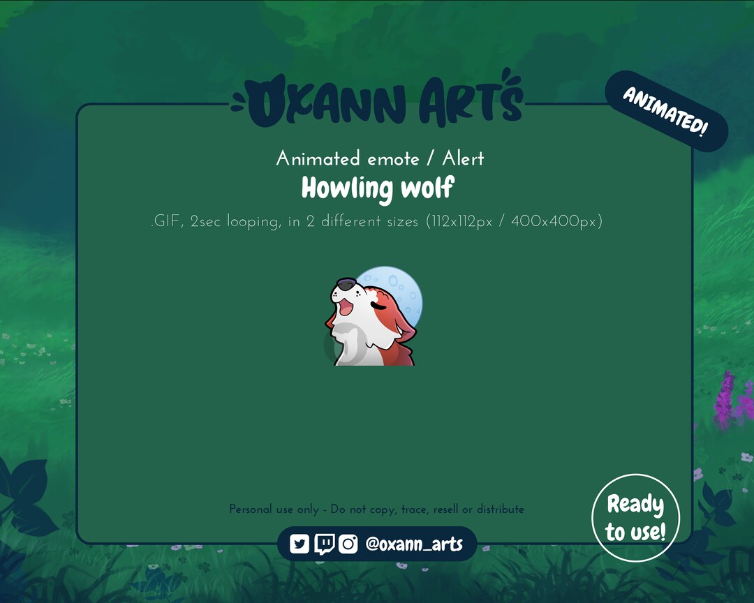 RED & White HOWLING Wolf Animated Emote and Alert for Twitch and ...