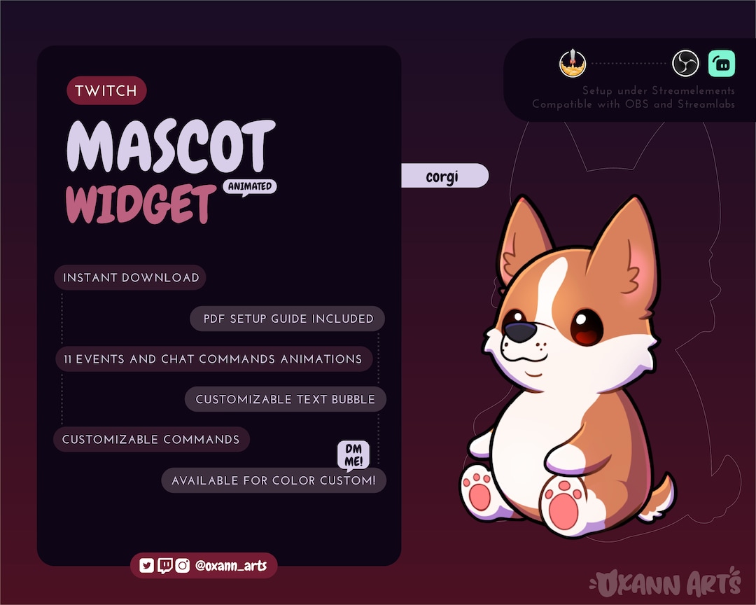 CORGI Dog Mascot / STREAM PET for Twitch | Cute Animated Puppy ...