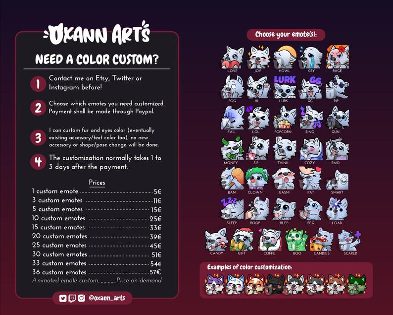 RED Wolf Emotes for Twitch, Discord and Streaming (5-pack) - Pack #1 ...