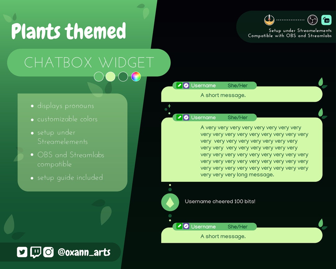 CHATBOX Widget for TWITCH - PLANTS and Leaves Themed Chat Overlay With ...