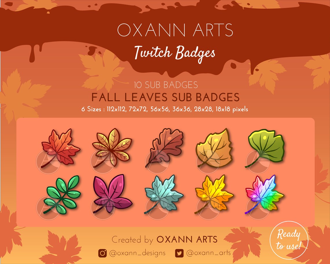 10x FALL LEAVES Sub Badges or Emotes for Twitch Autumn - Etsy Canada
