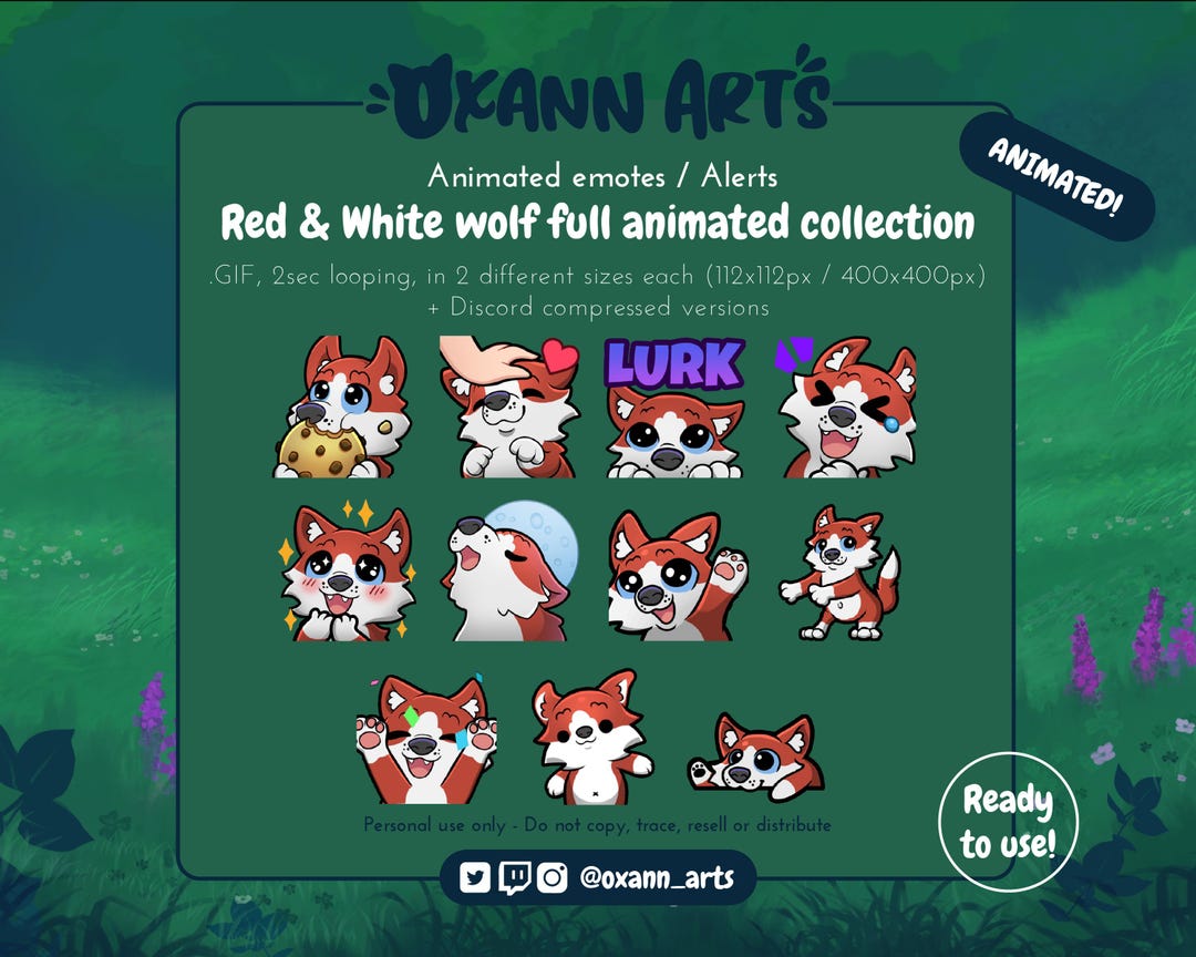 FULLPACK - RED Wolf Animated Emotes and Alerts for Twitch, Discord and ...