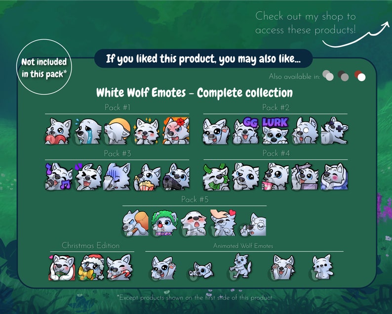 5x WHITE Wolf Emotes Pack for Twitch Cute Baby Wolf Kawaii - Etsy