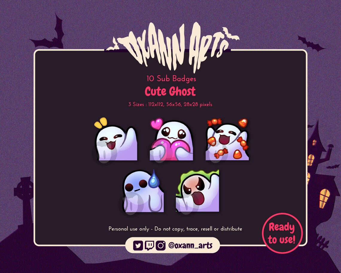 Halloween Emote Pack 5x Cute Ghost Emotes for Twitch and - Etsy