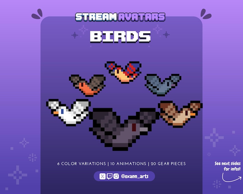 Pixel Raven / Bird Stream Avatars for Twitch: Interactive Viewer Pets ...