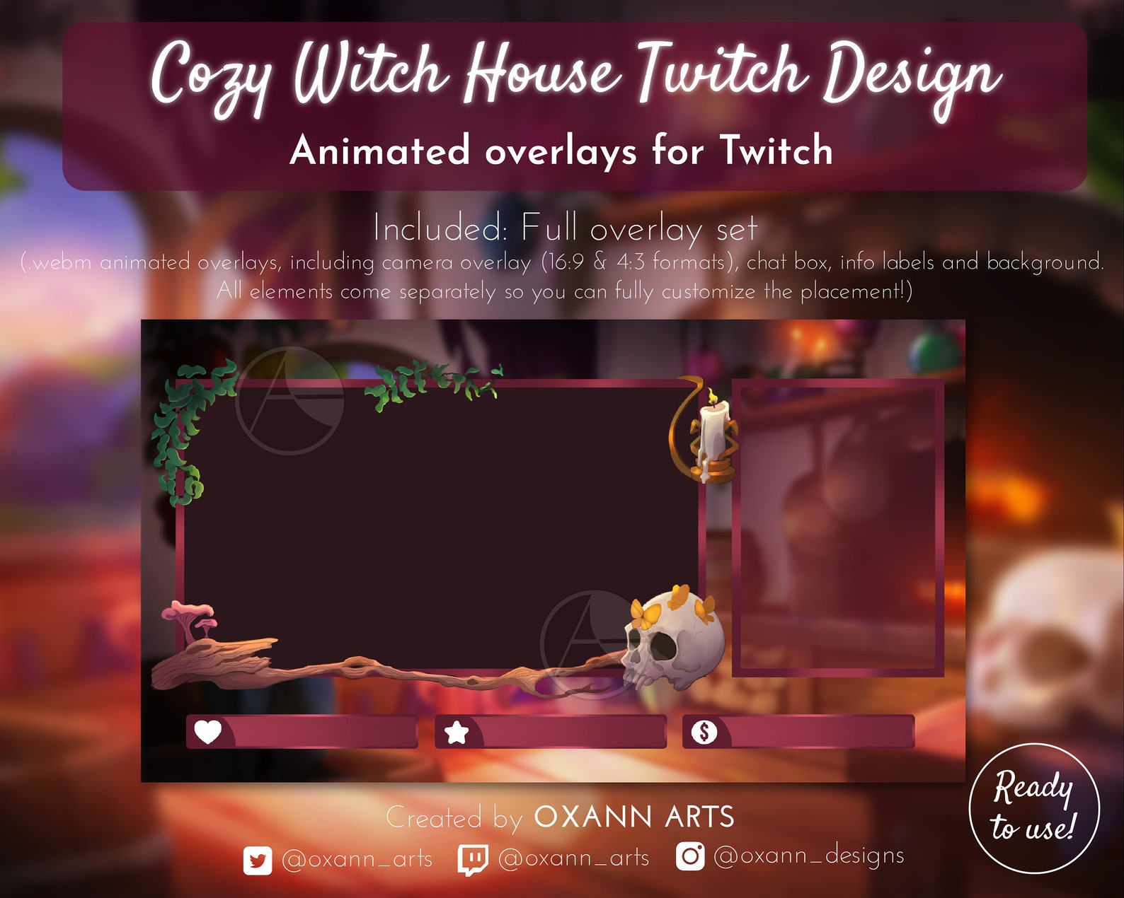 COZY WITCH HOUSE - Animated Webm Overlay for Streaming Scenes: Twitch ...