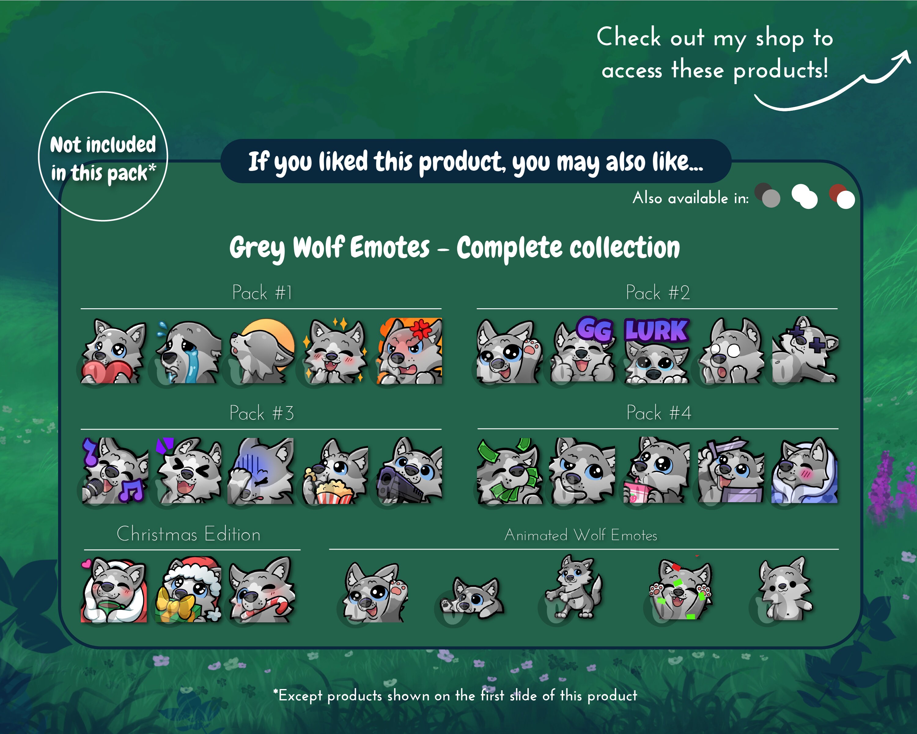 Pet Portraits Urns & Memorials 10x Gray Wolf Emotes Pack for Twitch and ...