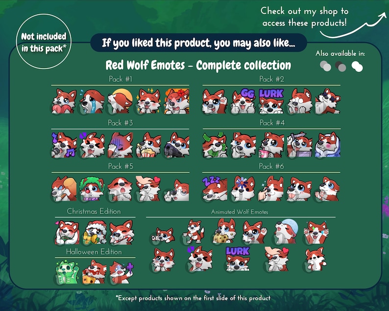 5x RED Wolf Emotes Pack for Twitch - Cute Baby Wolf - Kawaii Wolf or ...