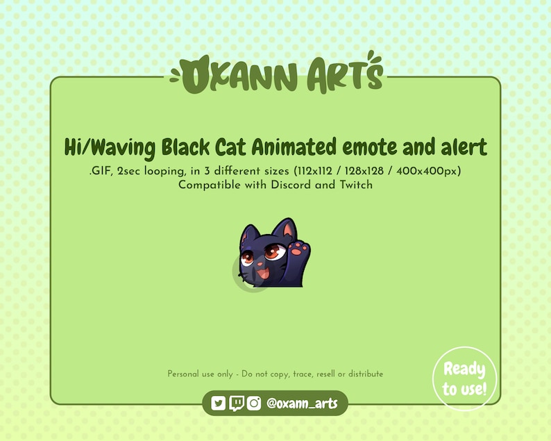 BLACK Waving Cat Animated Emote, Sticker and Alert for Twitch, Discord ...