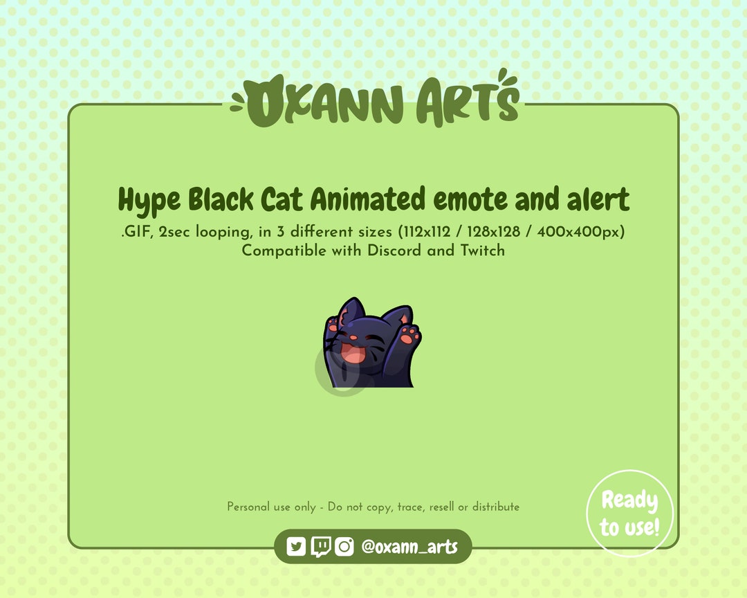 BLACK Hype CAT With Confetti Animated Emote and Alert for Twitch and ...