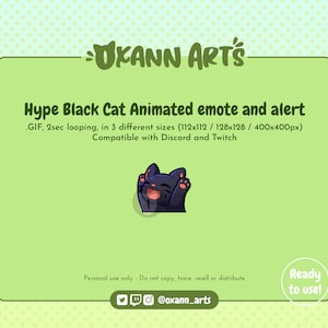 BLACK Hype CAT With Confetti Animated Emote and Alert for Twitch and ...