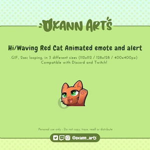 RED Waving / Hi CAT Animated Emote and Alert for Twitch and Discord ...