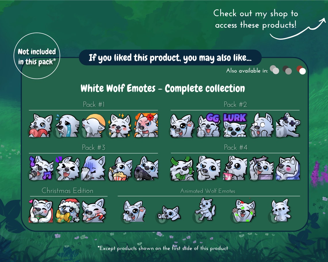 5x WHITE Wolf Emotes Pack for Twitch Cute Baby Wolf Kawaii - Etsy