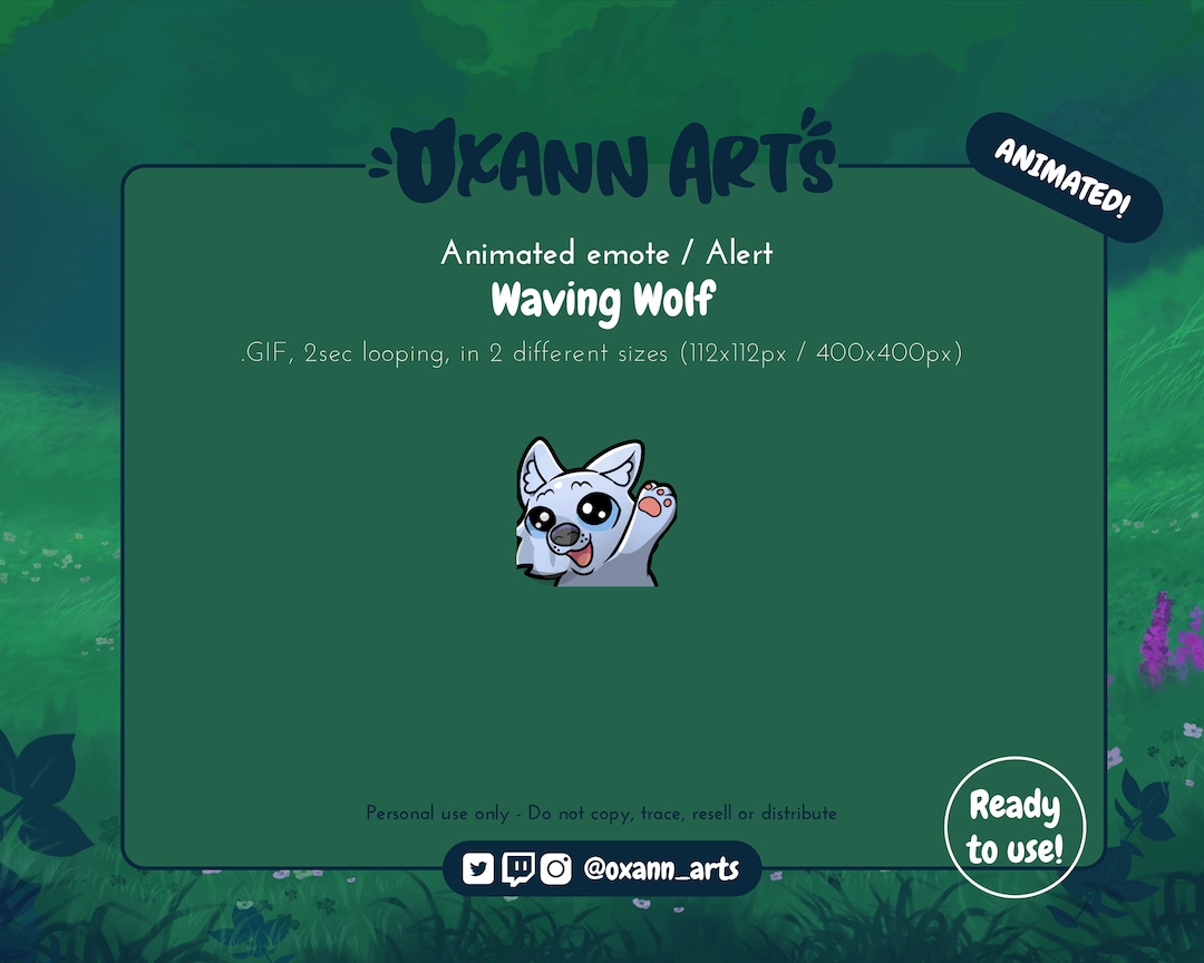 WHITE Waving / Hi Wolf Animated Emote and Alert for Twitch and Discord ...