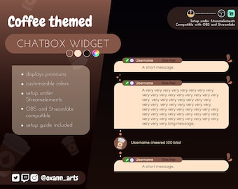 Cozy Cup Twitch Chat Widget Animated Comfy Brown Cottagecore - Etsy