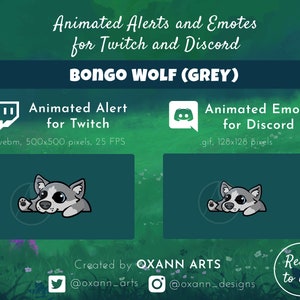 GREY Bongo Wolf Animated Emotes and Alerts for Twitch and | Etsy