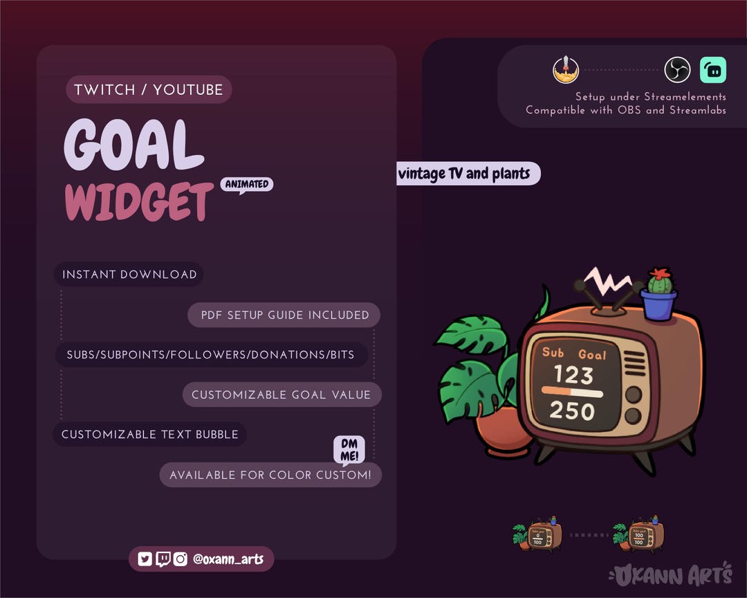 TV & Plants Stream GOAL WIDGET for Twitch and Youtube | Sub/followers ...