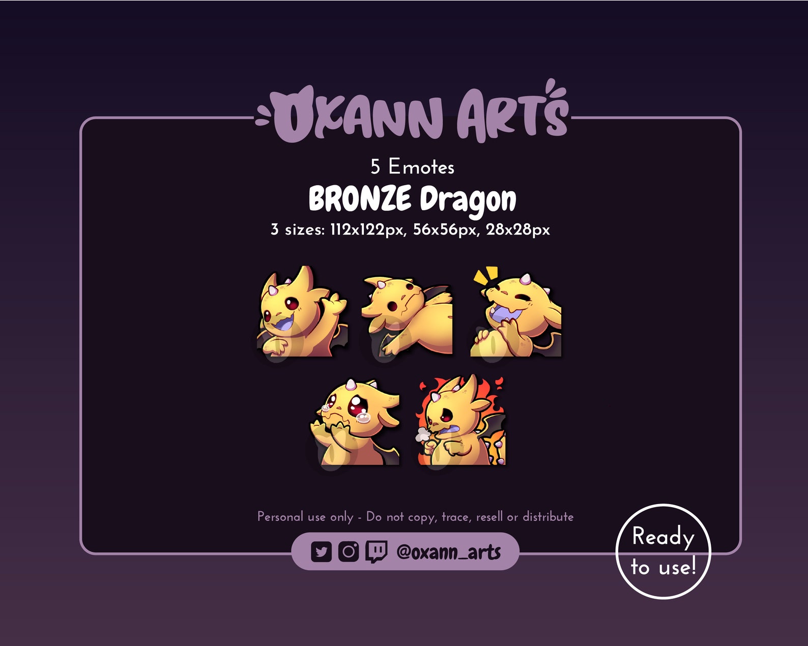 5x BRONZE / YELLOW DRAGON Emotes for Twitch Cute - Etsy