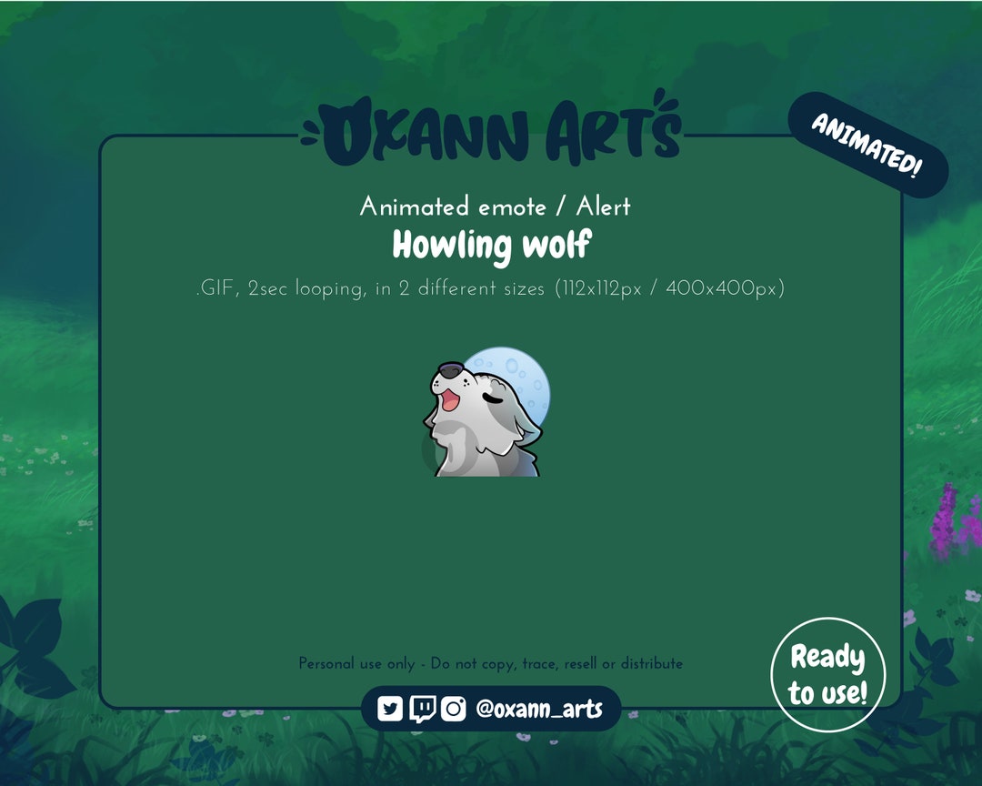 GREY HOWLING Wolf Animated Emote and Alert for Twitch and Discord ...