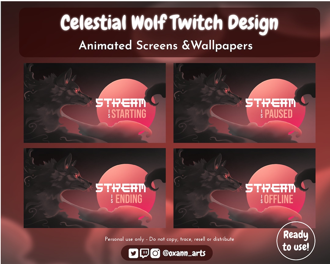 CELESTIAL WOLF - Animated Twitch Screens| Stream Package | Ready to Use ...