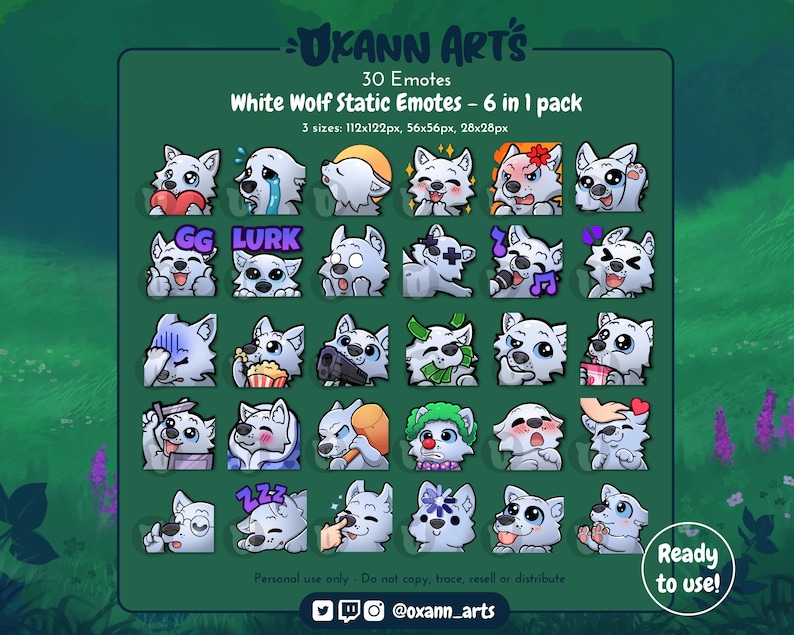 WHITE Wolf Emotes for Twitch, Discord and Streaming (full 30-pack) - Etsy