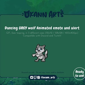 GREY Dancing Wolf Animated Emote and Alert for Twitch and Discord ...