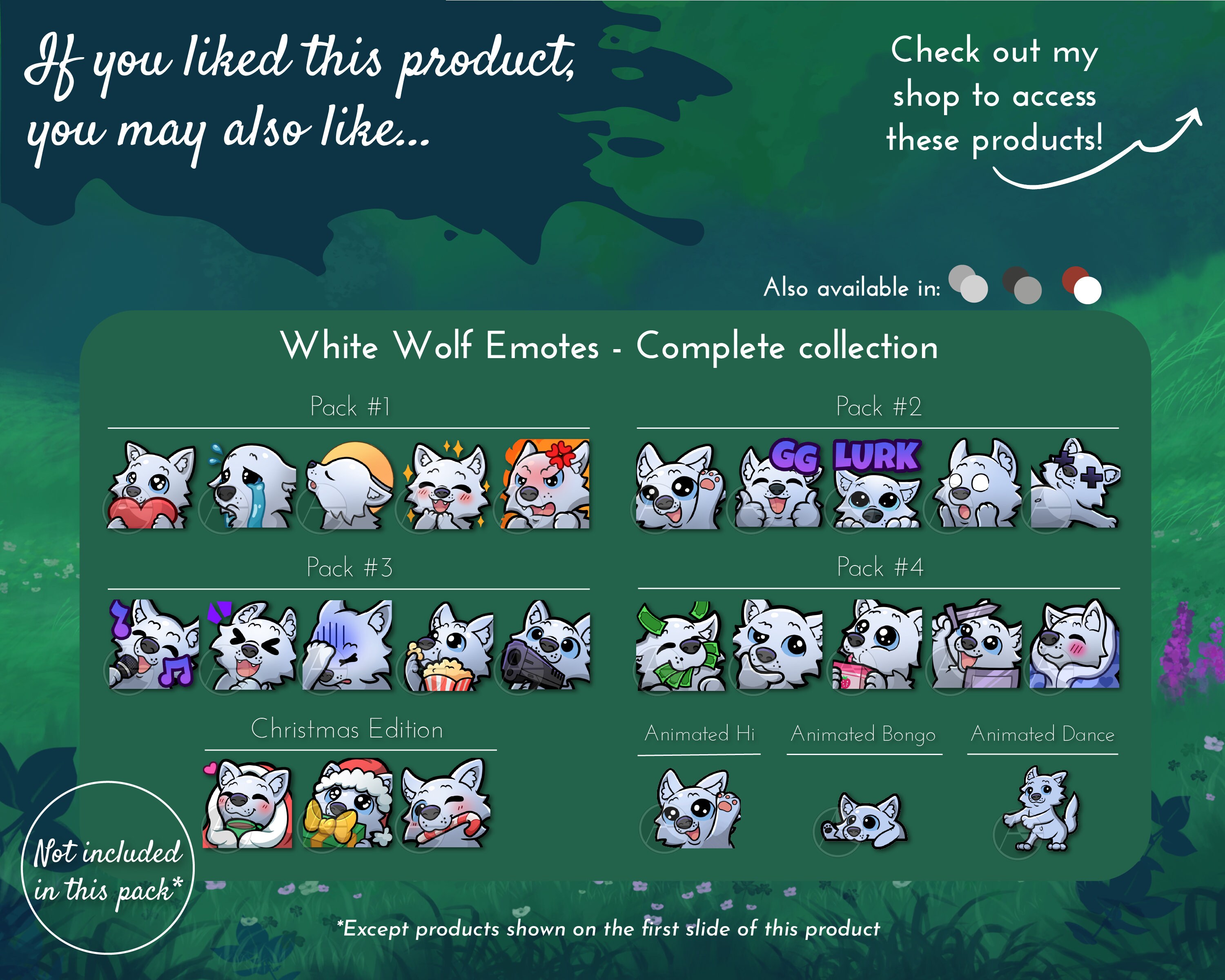 5x WHITE Wolf Emotes Pack for Twitch Cute Baby Wolf Kawaii | Etsy UK
