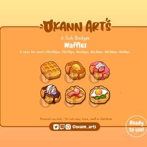 6x WAFFLES SUB BADGES for Twitch Streaming Cheer Badges Yummy Cookies ...